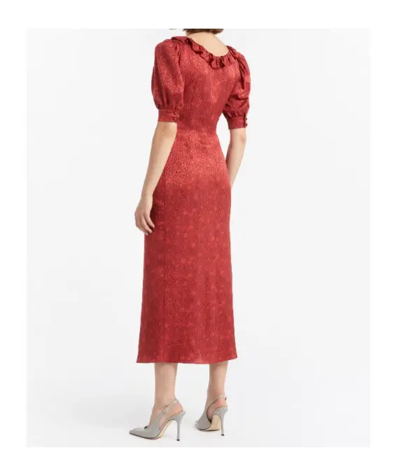 Alessandra Rich Ruffled Jacquard Midi Dress