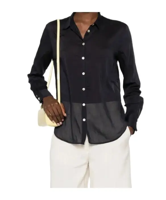 FORTE_FORTE Buttoned Shirt With Curved Hem - Black
