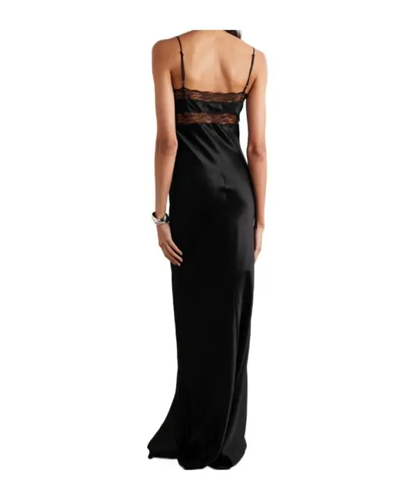 NILI LOTAN Adelie Lace-trimmed Silk-charmeuse Gown