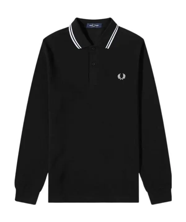 Fred Perry Twin Tipped Long-sleeve Polo Shirt - Black