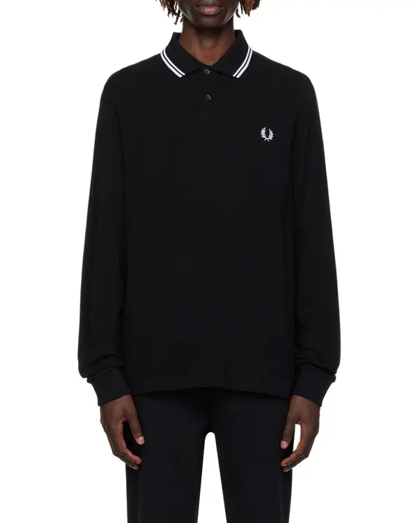 Fred Perry Twin Tipped Long-sleeve Polo Shirt - Black