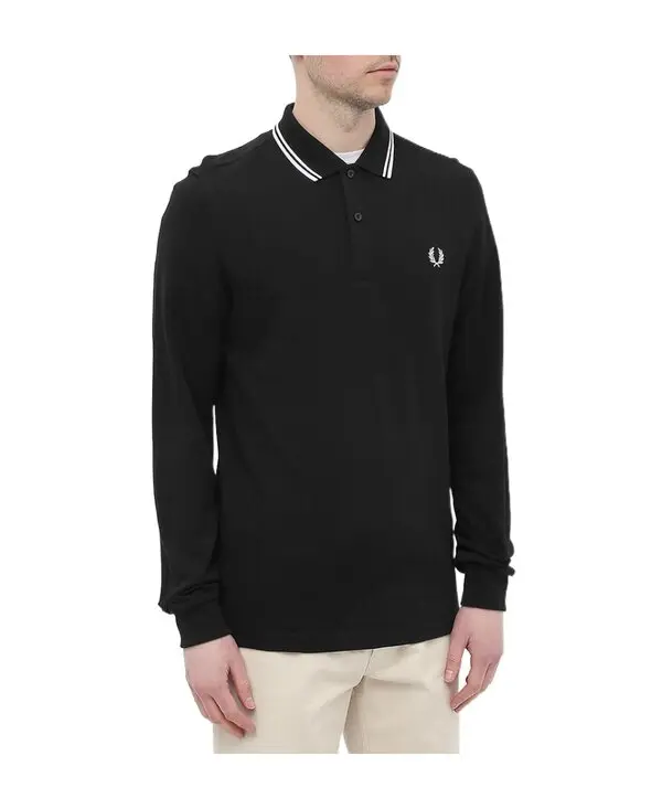 Fred Perry Twin Tipped Long-sleeve Polo Shirt - Black