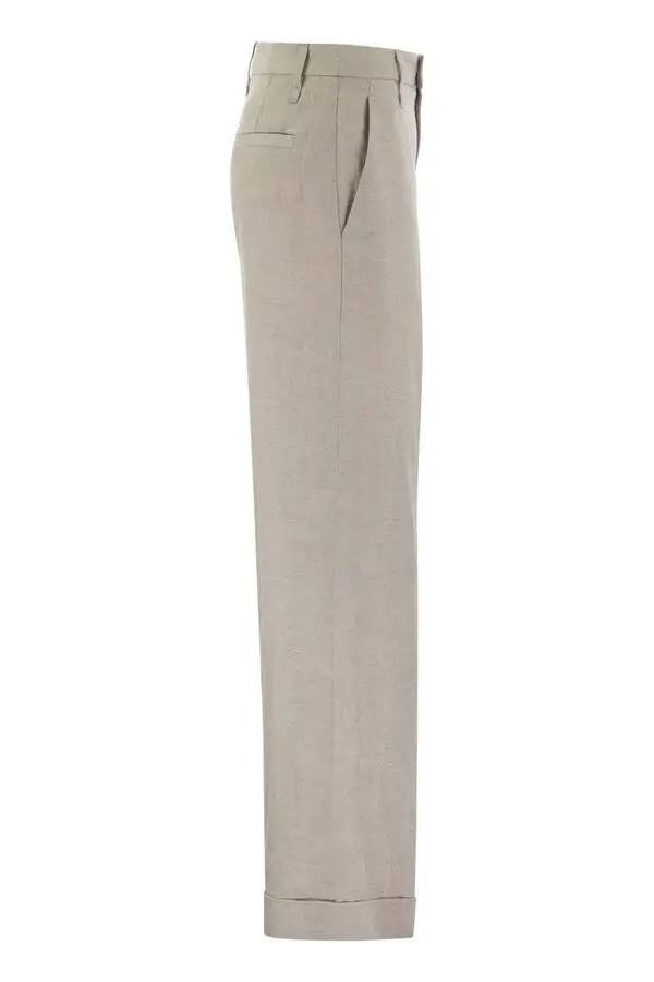 Brunello Cucinelli Lurex Wide-leg Trousers - Gray