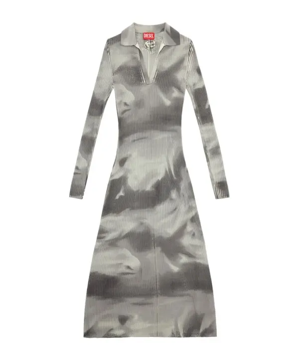 DIESEL® M-bridge Midi Dress With Camouflage Print - Gray