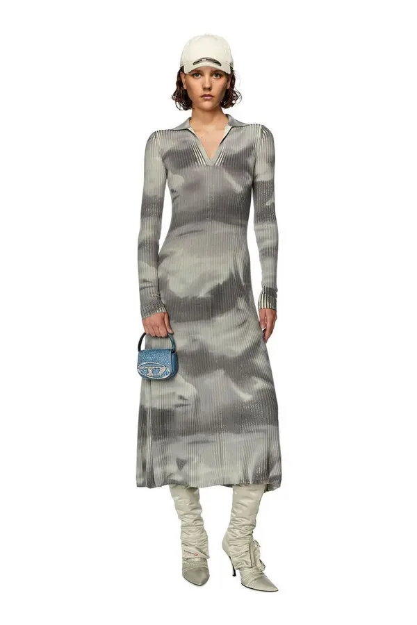 DIESEL® M-bridge Midi Dress With Camouflage Print - Gray