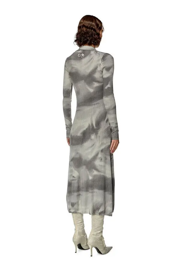DIESEL® M-bridge Midi Dress With Camouflage Print - Gray