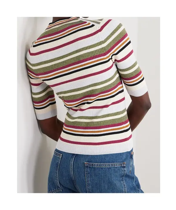 Veronica Beard Kavya Striped Ribbed-knit Sweater
