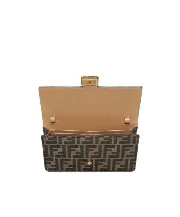 Fendi Baguette Ff Jacquard Chain-linked Wallet - Black