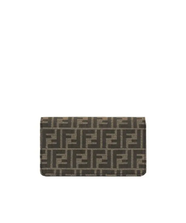 Fendi Baguette Ff Jacquard Chain-linked Wallet - Black