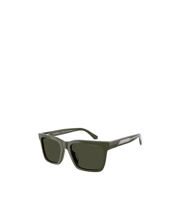 Emporio Armani Square Frame Sunglasses With Monogrammed Temples - Green