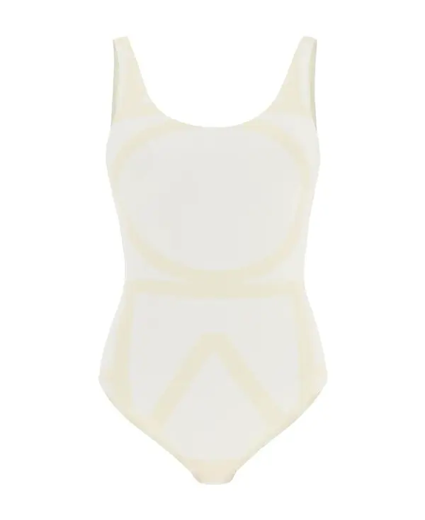 TOTEME Sleeveless Crewneck Swimsuit With Letter Print - White
