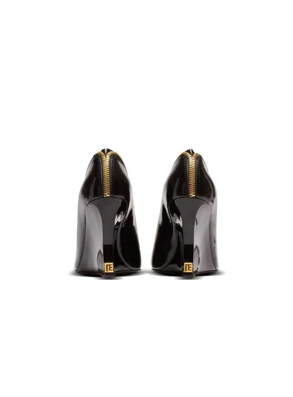 Balmain Zip Wedge Pumps In Patent Leather