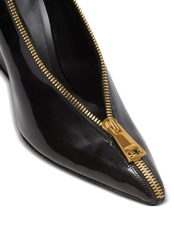 Balmain Zip Wedge Pumps In Patent Leather