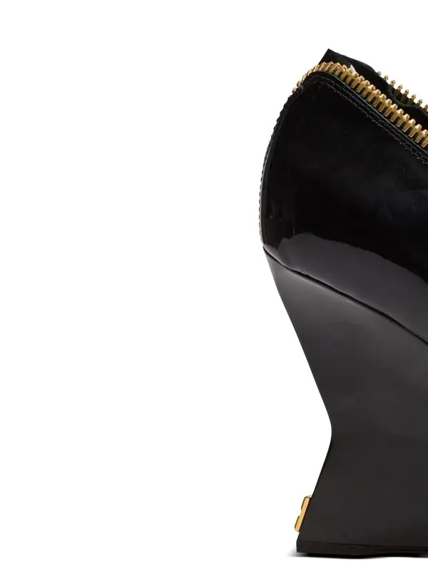 Balmain Zip Wedge Pumps In Patent Leather