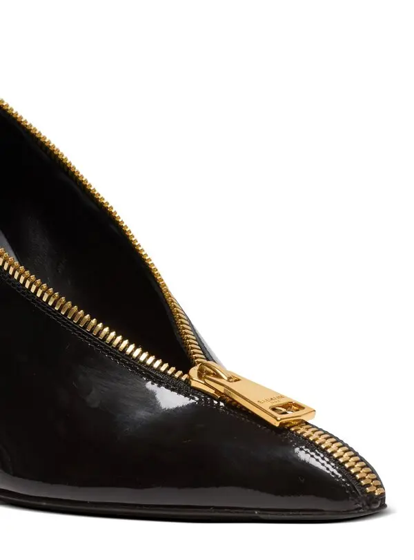 Balmain Zip Wedge Pumps In Patent Leather