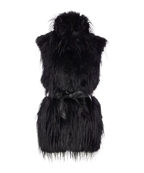 Pinko Faux Fur Belted Gilet - Black