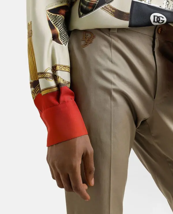 Dolce & Gabbana Logo Embroidered Tailored Trousers - Gray