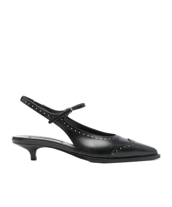 Miu Miu Pointed-toe Slingback Pumps With Kitten Heel - Black