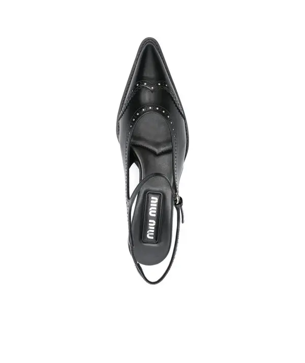 Miu Miu Pointed-toe Slingback Pumps With Kitten Heel - Black