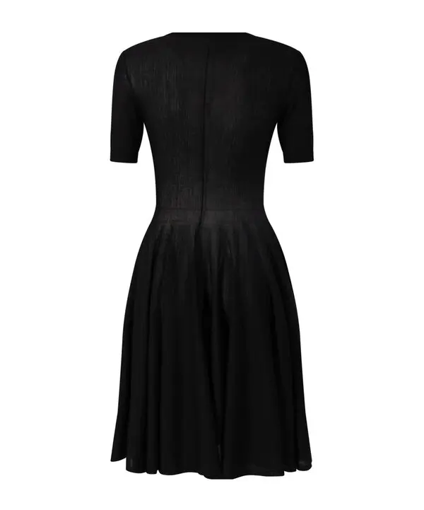 Alaïa Round Neck Knit Dress With Ruffled Hem