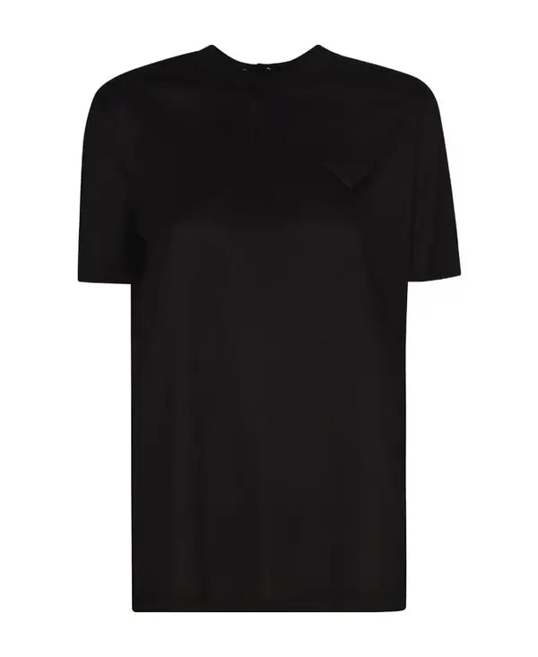 Prada Round Neck Short Sleeve T-shirt - Black
