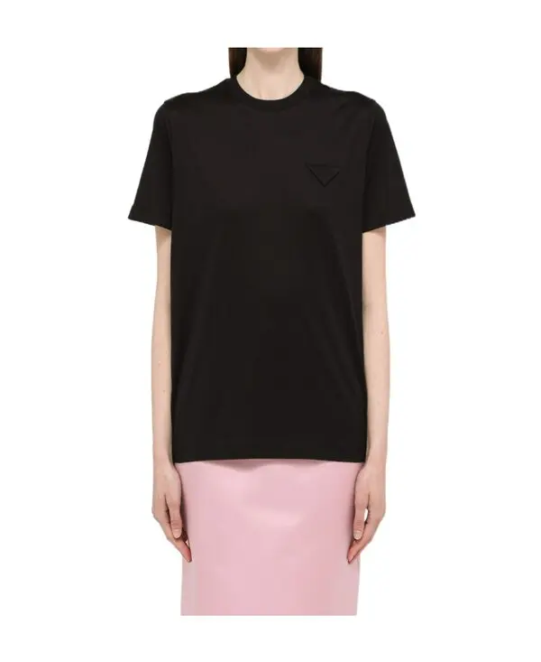 Prada Round Neck Short Sleeve T-shirt - Black