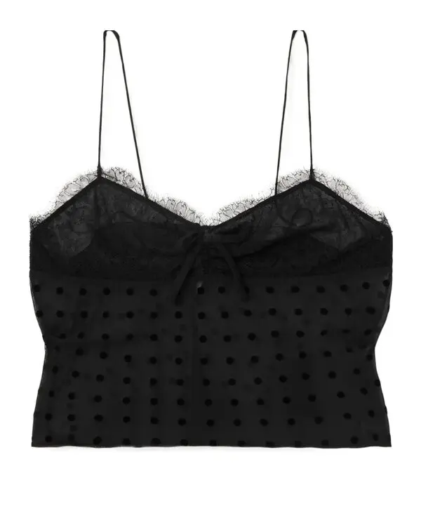 Alessandra Rich Polka Dot Lace Camisole - Black
