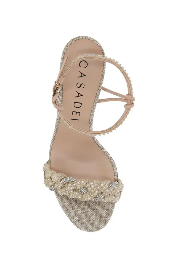 Casadei Embellished Open Toe Sandals - Nude