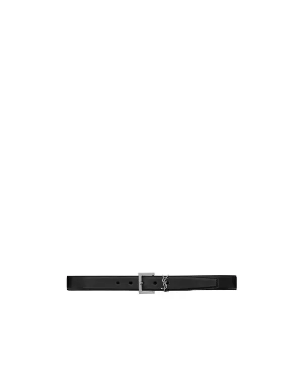 Saint Laurent Cassandre Square Buckle Belt - Black