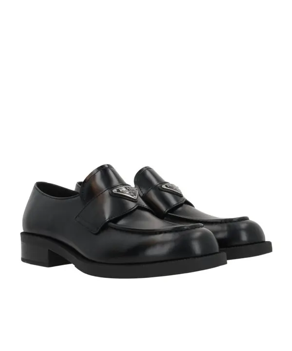 Prada Triangle-logo Loafers - Black
