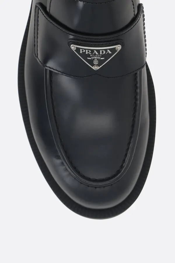 Prada Triangle-logo Loafers - Black