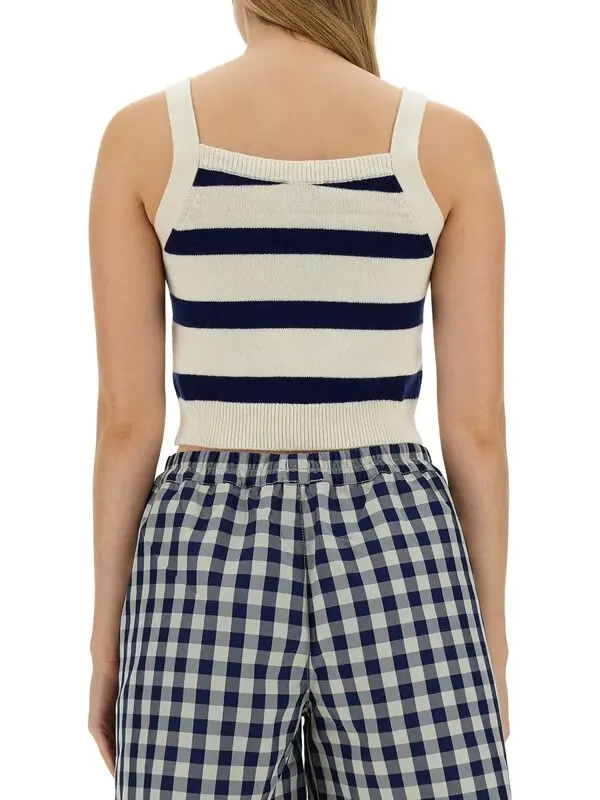 Baum Und Pferdgarten Striped V-neck Knit Top - White