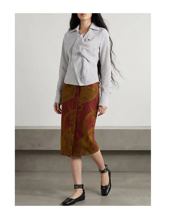 VIVIENNE WESTWOOD Graphic Printed Midi Skirt - Brown