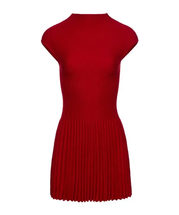 Magda Butrym Ribbed Pleated Dress - Red