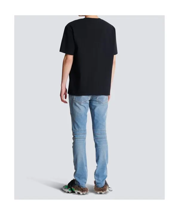 Balmain Logo Lettre Flocked T-shirt - Black