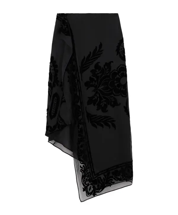 Etro Asymmetrical Cutout Midi Skirt - Black