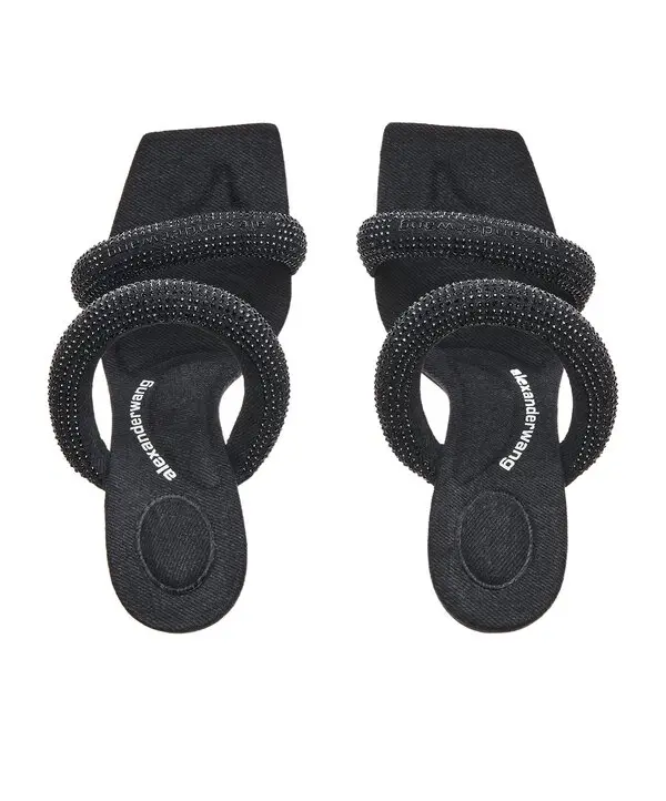 Alexander Wang Julie Embellished Heeled Sandals - Washed Black