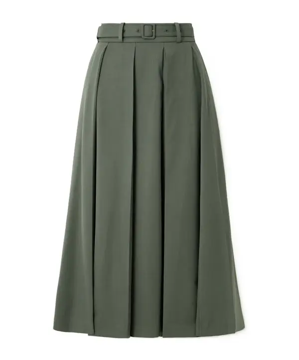 PATOU Belted Pleated Midi Skirt