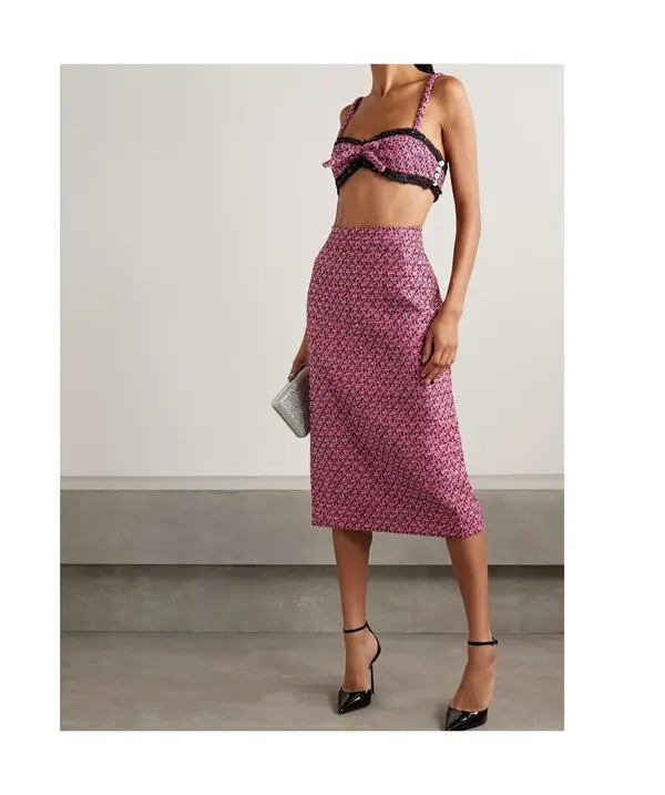 Alessandra Rich Sequined Bow Detail Strapless Top