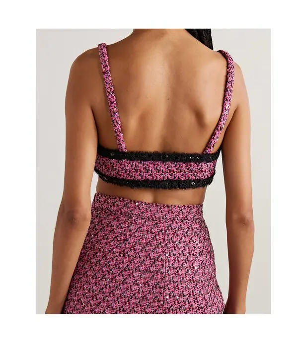 Alessandra Rich Sequined Bow Detail Strapless Top