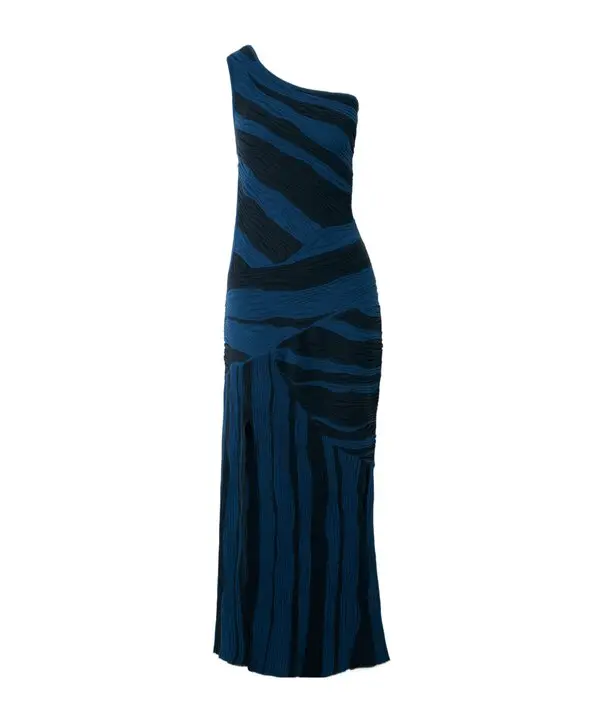 DONDE ESTEBAN Magdalena One-shoulder Ribbed Maxi Dress - Blue