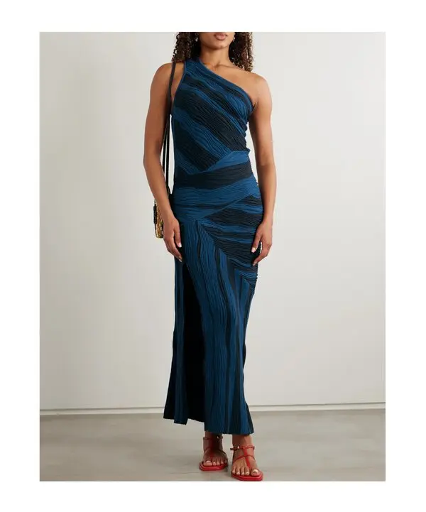 DONDE ESTEBAN Magdalena One-shoulder Ribbed Maxi Dress