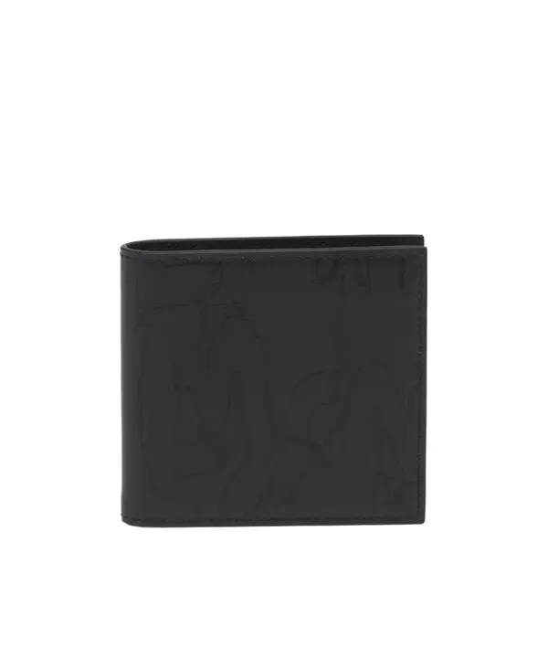 Alexander McQueen Abstract Print Bi-fold Wallet - Black