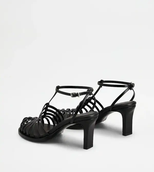 TOD'S Woven Leather Heeled Sandals With Adjustable T-strap