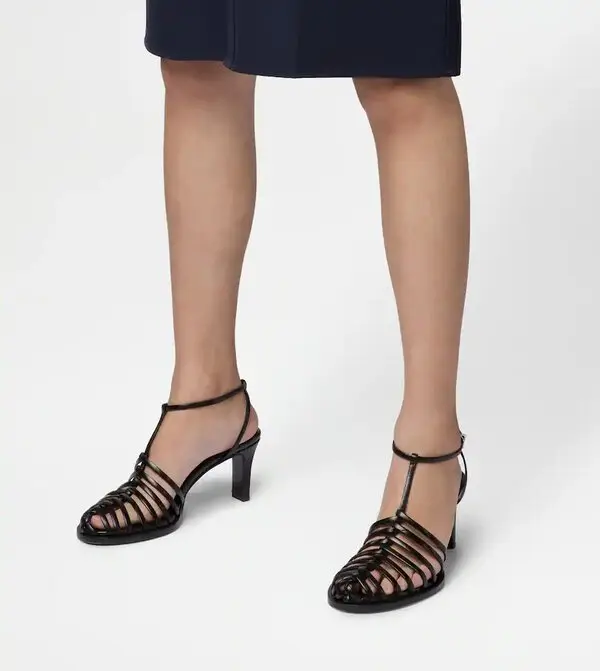 TOD'S Woven Leather Heeled Sandals With Adjustable T-strap