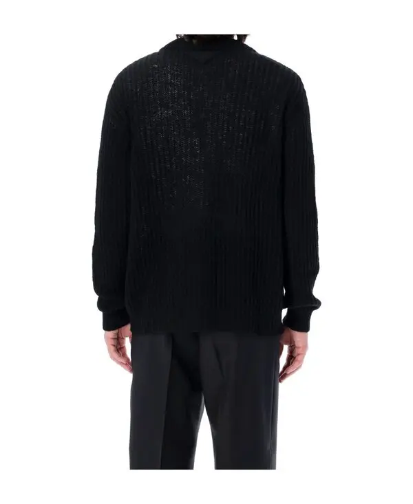 Prada V-neck Knitted Cardigan With Rib Trim