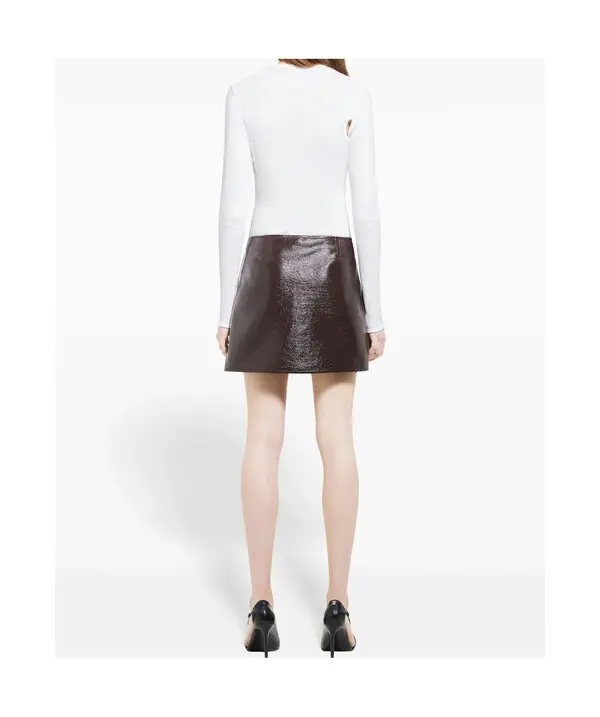 COURREGES Oblique Vinyl Mini Skirt - Chocalate