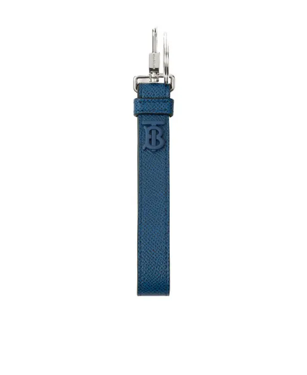 Burberry Textured Logo Plaque Keychain - Blue