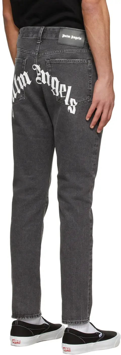 Palm Angels Straight Leg Jeans With Logo Detail