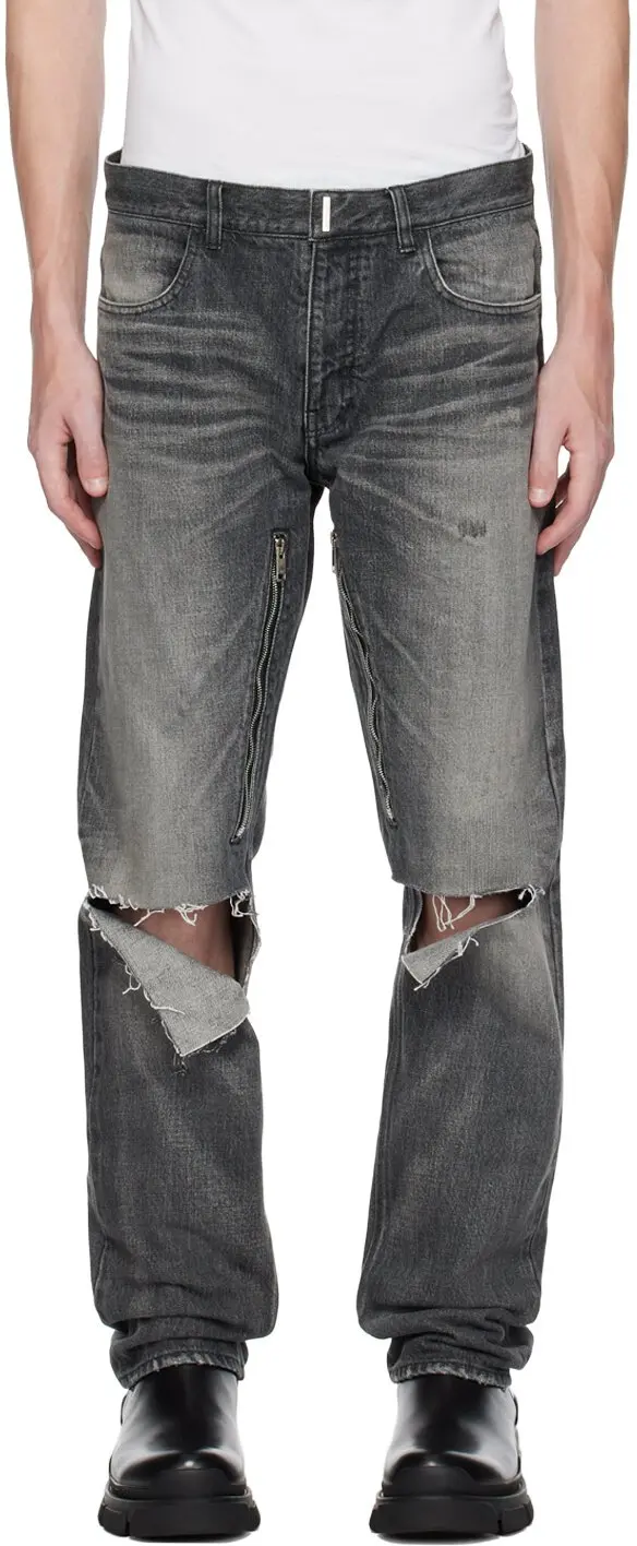 Givenchy Distressed Denim Straight Leg Jeans
